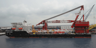 Launch of derrick pipe-lay barge - Ship & Offshore